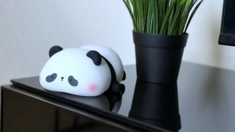 Touching a Cute Panda Night Light on Gla... | Stock Video | Pond5