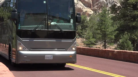 Tour bus Zion National Park scenic byway... | Stock Video | Pond5