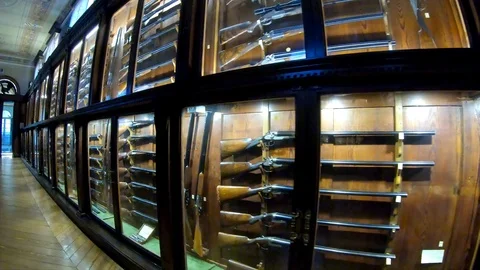 Tour inside a gun shop in Italy | Stock Video | Pond5