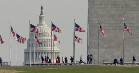 Tourist Stand At Base Of Washington Monu... | Stock Video | Pond5