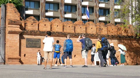 The tourist at Tha Pae Gate, History for... | Stock Video | Pond5