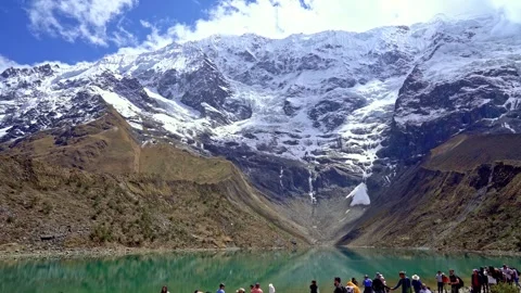 The tourists at the Humantay lagoon, Sal... | Stock Video | Pond5