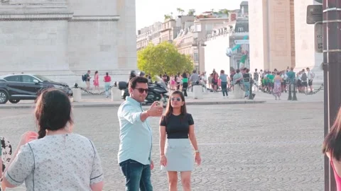 Tourists Posing for Photos at Arc de Tri... | Stock Video | Pond5