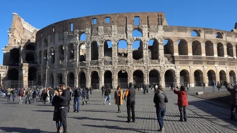Tourists On Tours Walking To The Coliseu... | Stock Video | Pond5