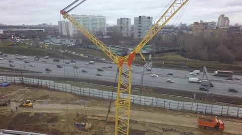 tower crane builds the building of the s... | Stock Video | Pond5