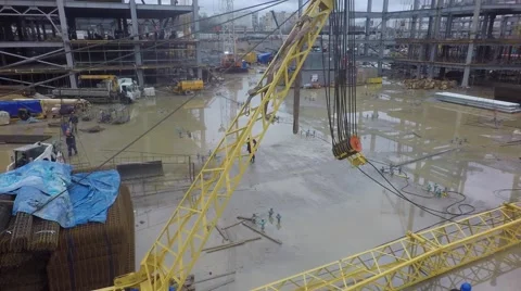 tower crane builds the building of the s... | Stock Video | Pond5