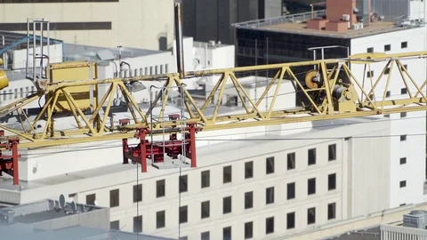 Tower crane trolley mechanism and jib in... | Stock Video | Pond5