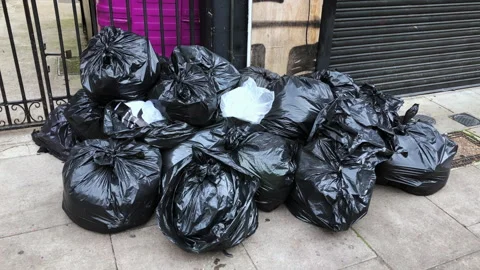 Tower Hamlets council bin strike, black ... | Stock Video | Pond5
