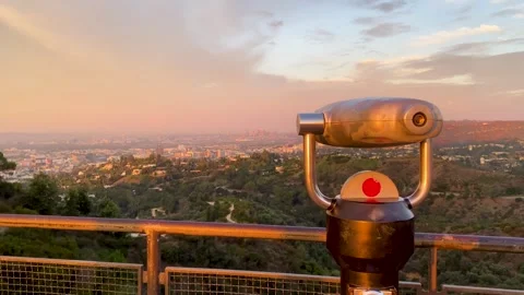Tower viewer overlooking Los Angeles at ... | Stock Video | Pond5