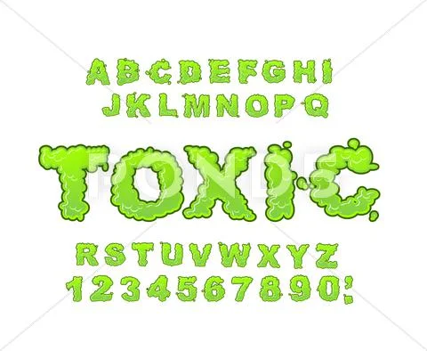 Toxic font. Green liquid ABC. Acid typography. Radiation alphabet ...