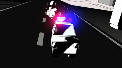 Toy Police car driving through a cartoon... | Stock Video | Pond5