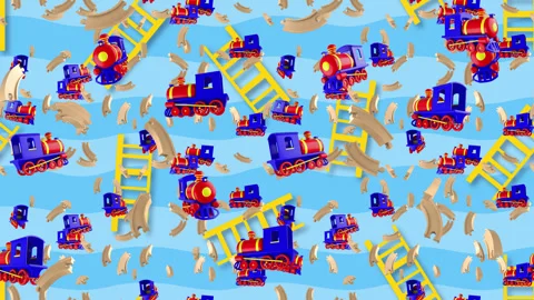 Toy train locomotive loop tile Falling B... | Stock Video | Pond5