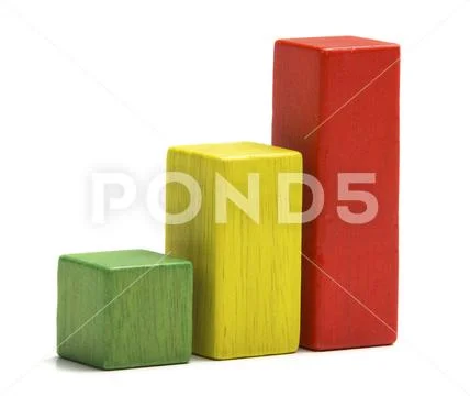 Toys wooden blocks as increasing graph bar, infographic diagram, chart ...