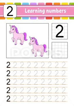Trace and write. Handwriting practice. Learning numbers for kids ...