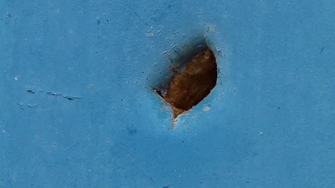 Trace of bullet marks on steel | Stock Video | Pond5