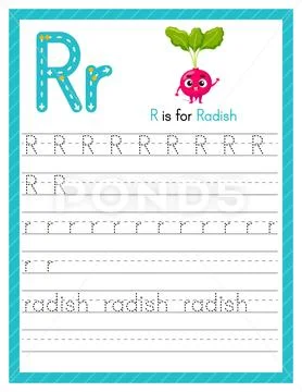 Trace letter R uppercase and lowercase. Alphabet tracing practice ...