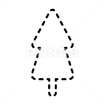 Tracing lines dotted tree outline shape for preschool and kindergarten ...