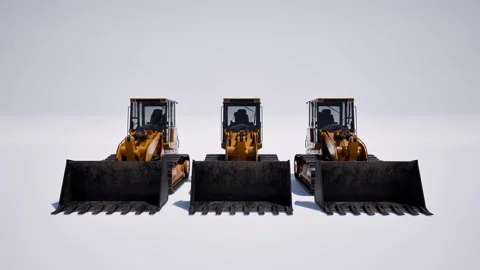Track loaders on white background 3D ani... | Stock Video | Pond5