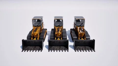 Track loaders on white background 3D ani... | Stock Video | Pond5