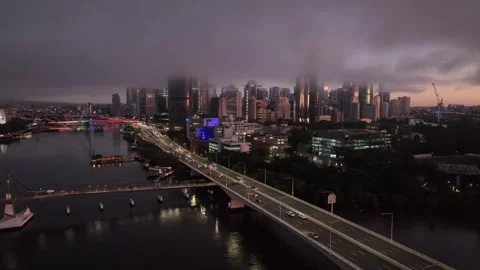 Tracking aerial shot of Brisbane City Ex... | Stock Video | Pond5