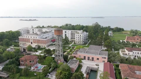 Tracking Aerial Shot Of A Water Tower At... | Stock Video | Pond5