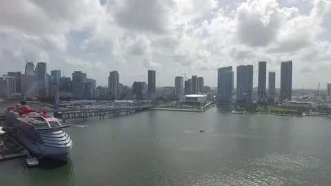 Tracking Miami Skyline bay | Stock Video | Pond5