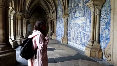 Tracking shot of a woman walking with a ... | Stock Video | Pond5