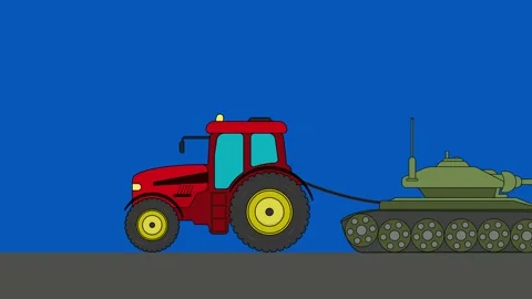 Tractor tows away a tank animation motio... | Stock Video | Pond5