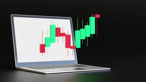 Trading chart and laptop. Trading PC, co... | Stock Video | Pond5