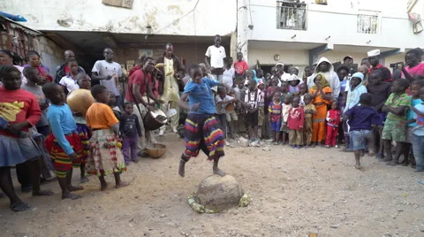 Traditional African dance in Dakar slum ... | Stock Video | Pond5