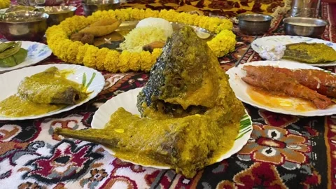 Traditional Bengali dishes for rice cere... | Stock Video | Pond5