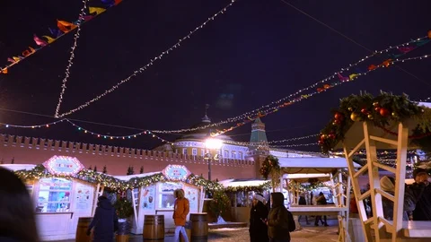 Traditional Christmas fair on Red Square... | Stock Video | Pond5