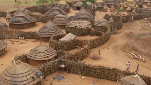 Traditional circular huts in village of ... | Stock Video | Pond5