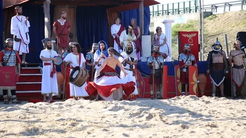 Traditional dancers and musicians of rom... | Stock Video | Pond5