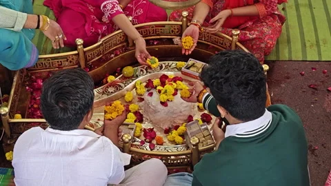Traditional Hindu prayer ritual inside a... | Stock Video | Pond5