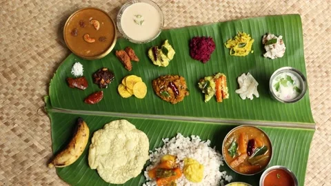 Traditional Onam sadhya rice Sambar, Ras... | Stock Video | Pond5