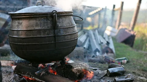 Traditional South African potjie kos on ... | Stock Video | Pond5