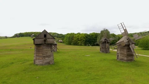 Traditional ukrainian windmill in the mu... | Stock Video | Pond5