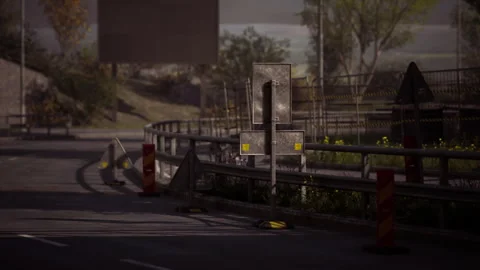 Traffic cone and road sign markings on c... | Stock Video | Pond5