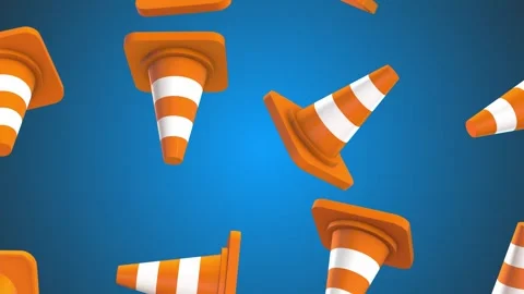 Traffic Cones Falling on a Blue Backgrou... | Stock Video | Pond5