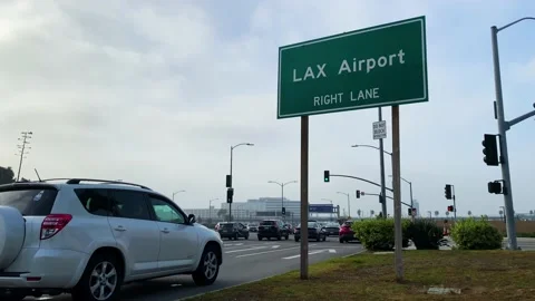 Traffic at the entrance to LAX airport, ... | Stock Video | Pond5