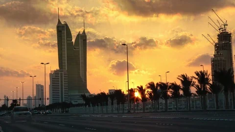 Traffic on a Highway in Bahrain - Sunset... | Stock Video | Pond5