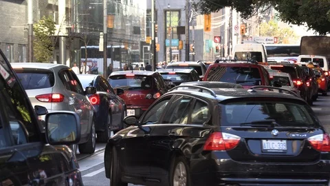 Traffic jam and gridlock in downtown Tor... | Stock Video | Pond5