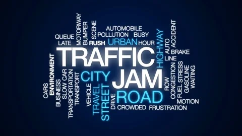 Traffic jam animated word cloud, text de... | Stock Video | Pond5