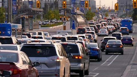 Traffic jam gridlock and road constructi... | Stock Video | Pond5