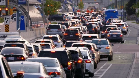 Traffic jam gridlock and road constructi... | Stock Video | Pond5