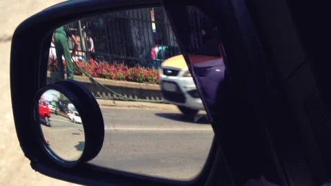 Traffic jam view through a side view car... | Stock Video | Pond5