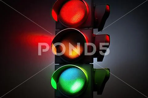 Traffic Light all color, red light intersection, Made by AI: Royalty ...