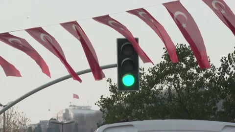 Traffic light and turkish flags. light t... | Stock Video | Pond5