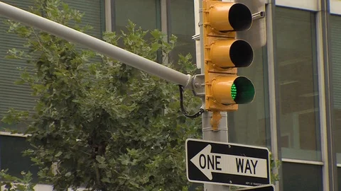 traffic light one way sign | Stock Video | Pond5
